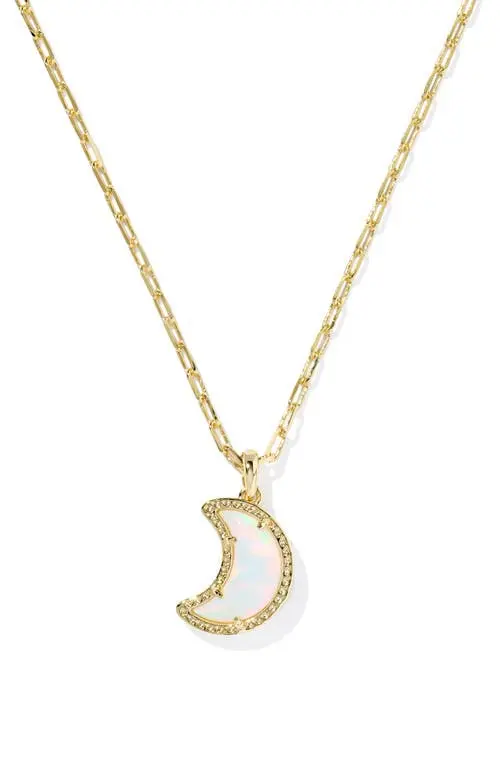 Kendra Scott Moon Pendant Chain Necklace - Gold White Opalescent Resin