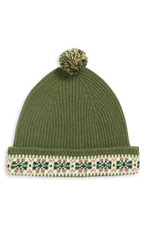 BODE Moritz Virgin Wool Pompom Beanie - Green Multi