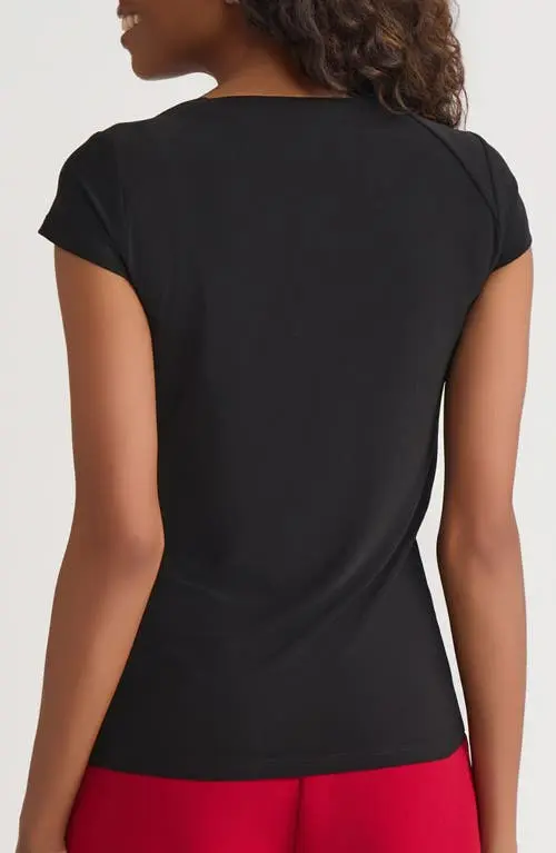 KASPER Cowl Neck Top - Black