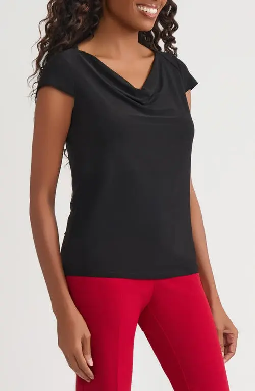 KASPER Cowl Neck Top - Black