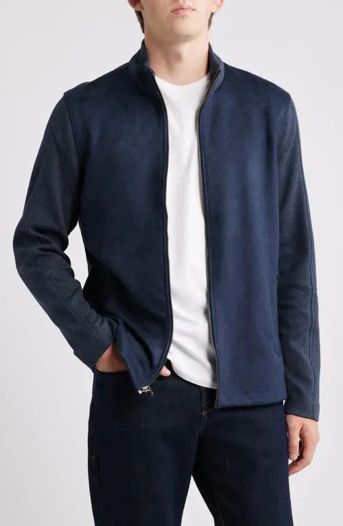 Johnston & Murphy Sueded Mixed Media Jacket - Navy
