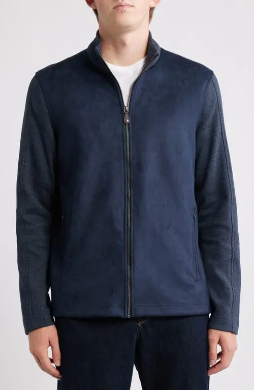 Johnston & Murphy Sueded Mixed Media Jacket - Navy