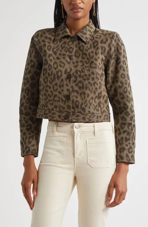 L'Agence Marla Leopard Print Cropped Jacket