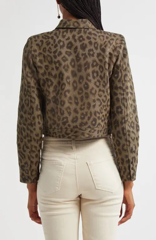 L'Agence Marla Leopard Print Cropped Jacket