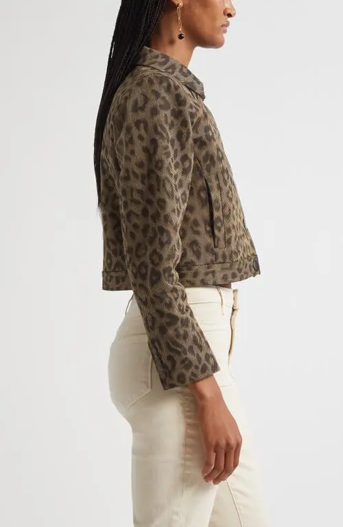 L'Agence Marla Leopard Print Cropped Jacket