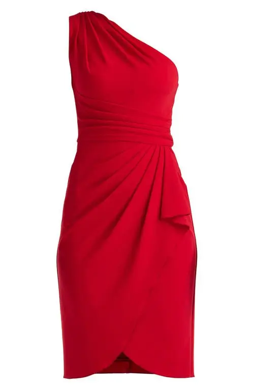 Tadashi Shoji Pleated One-shoulder Crepe Cocktail Dress