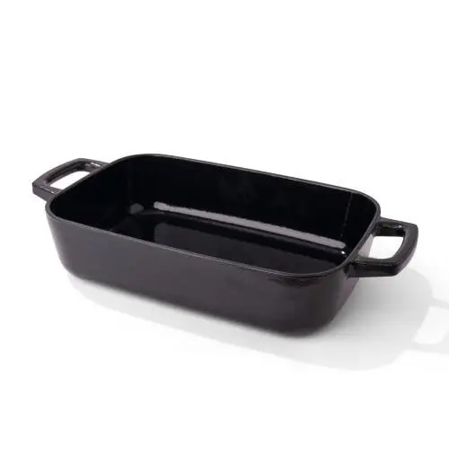 ALVA Nori Enameled Cast Iron Backing Dish & Roasting Pan12x8 - Black