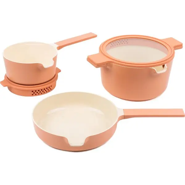 ALVA Neat 5-piece Nesting Ceramic Cookware Set - Peach