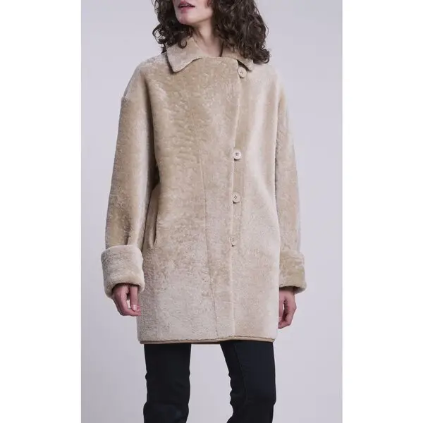 BLUE DUCK Genuine Shearling Coat - Beige