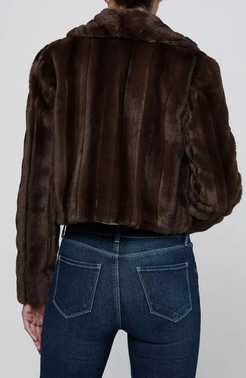 L'Agence Davy Crop Faux Fur Jacket - Dark Java Striped Fur