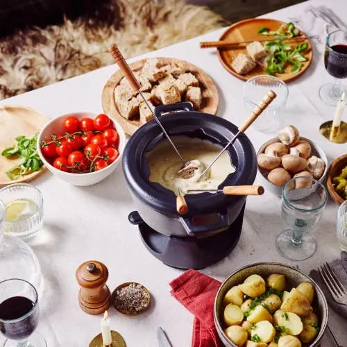 ALVA Nori Enameled Cast Iron Fondue Set, 8-piece