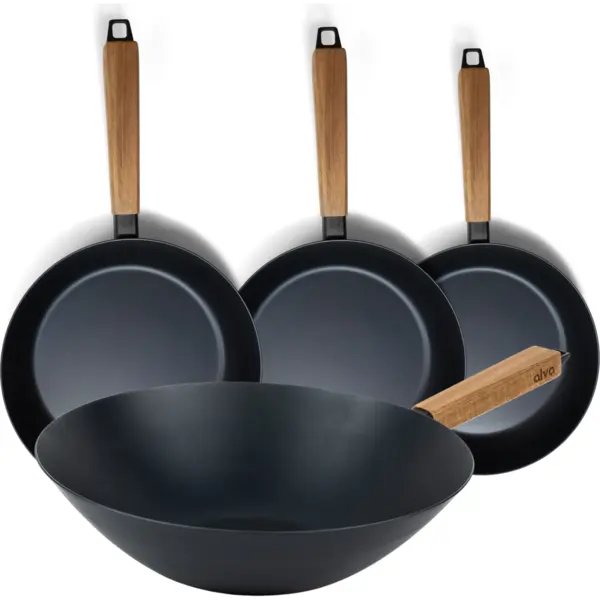 ALVA Forest 4-piece Carbon Steel Frying Pan Cookware Set - Black