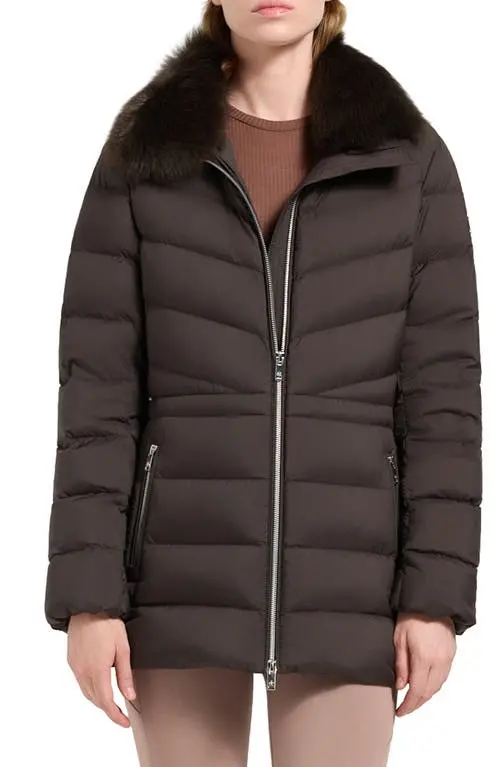 Moose Knuckles Belle Cote Puffer Jacket With Shearling Collar - Espresso