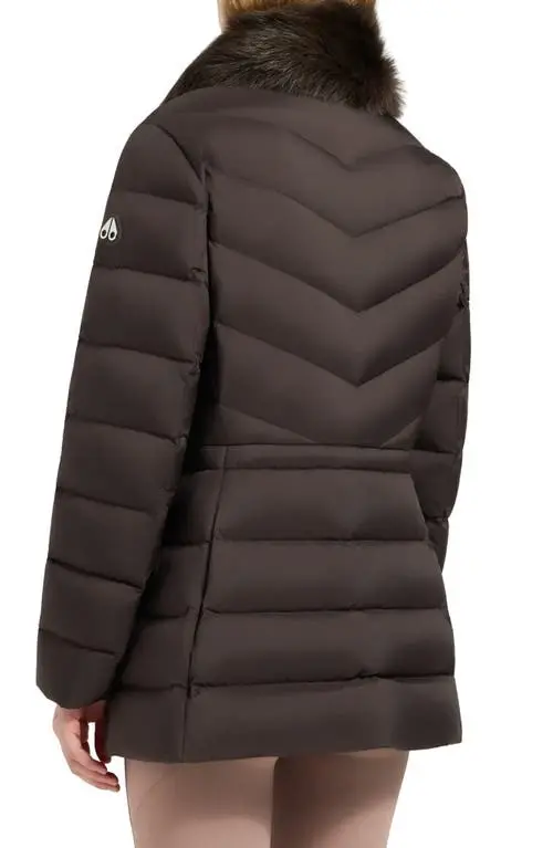 Moose Knuckles Belle Cote Puffer Jacket With Shearling Collar - Espresso