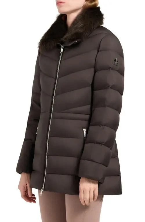 Moose Knuckles Belle Cote Puffer Jacket With Shearling Collar - Espresso