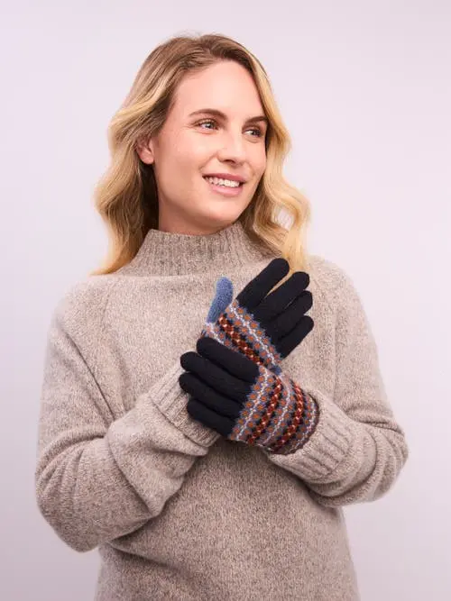 CELTIC & CO. British Lambswool Fair Isle Gloves - Navy