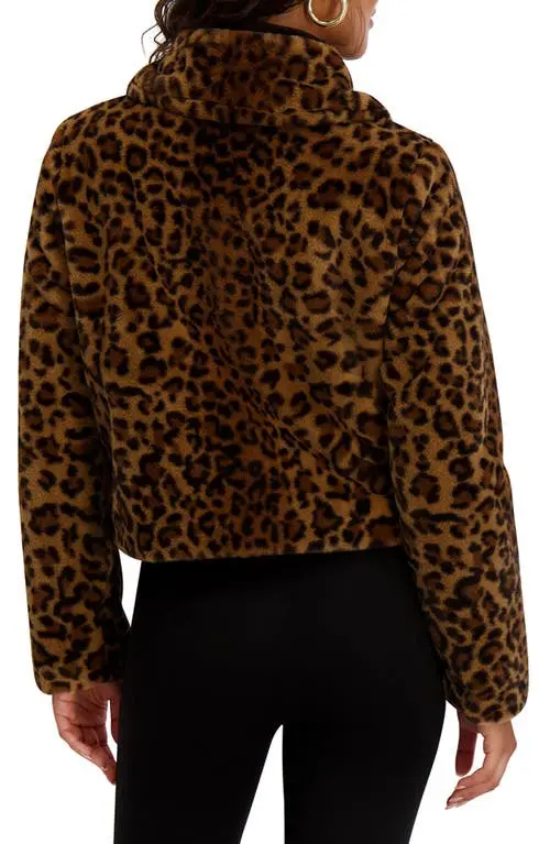 Kensie Leopard Print Faux Fur Jacket
