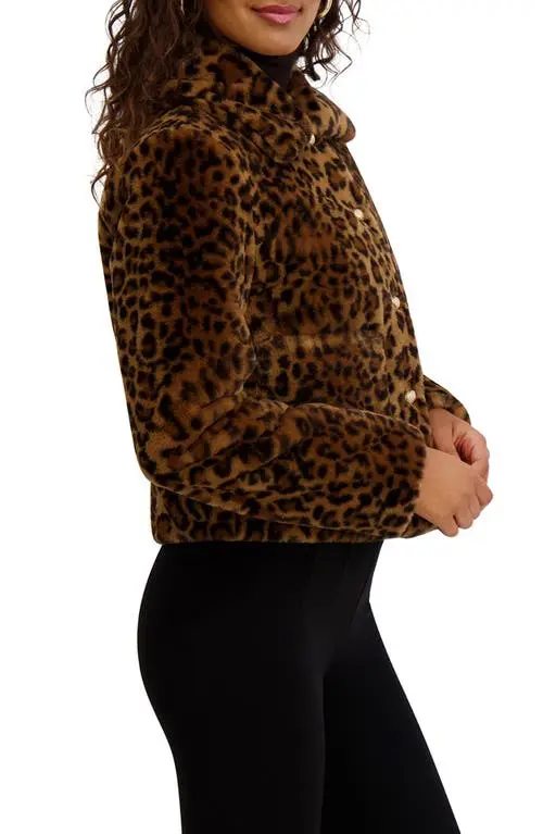 Kensie Leopard Print Faux Fur Jacket