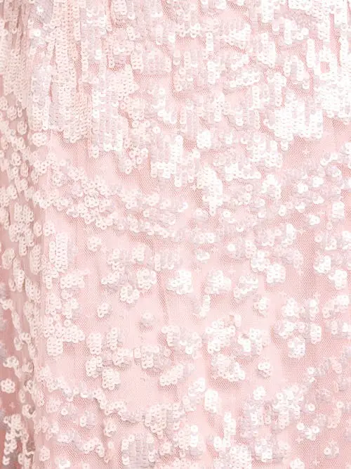 NEEDLE & THREAD Anais Sequin Maxi Gown With 3/4 Sleeves - Seashell