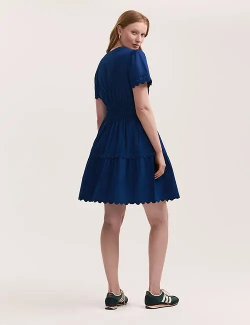 FINERY LONDON Cotton Short Dress With Ric Rac Trim