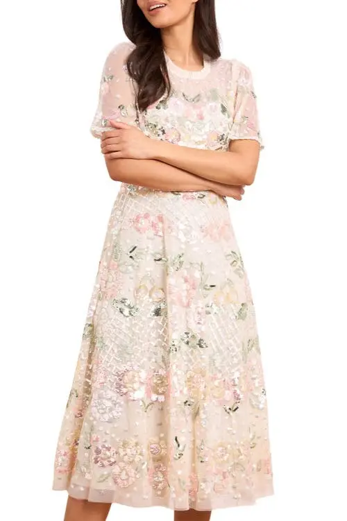 NEEDLE & THREAD Rosalie Sequin Ankle Gown - Cream