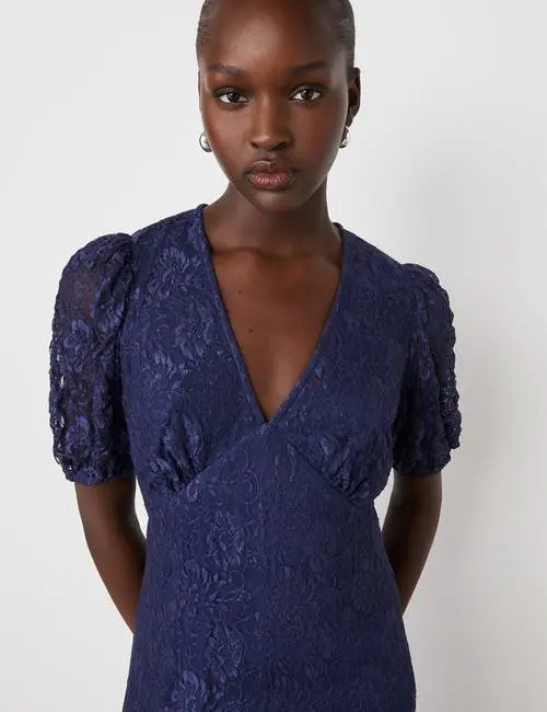 FINERY LONDON Lace Midi Dress - Navy