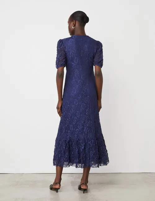 FINERY LONDON Lace Midi Dress - Navy