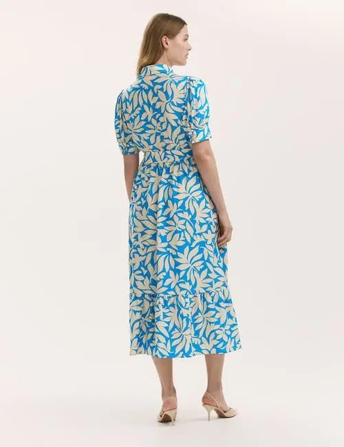 FINERY LONDON Liana Floral Tiered Midi Shirt Dress