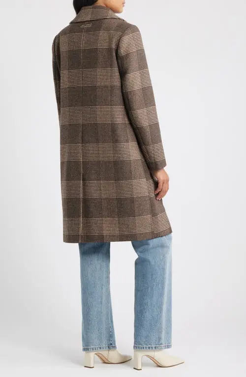 Vince Camuto Wool Blend Coat - Taupe Glen Plaid