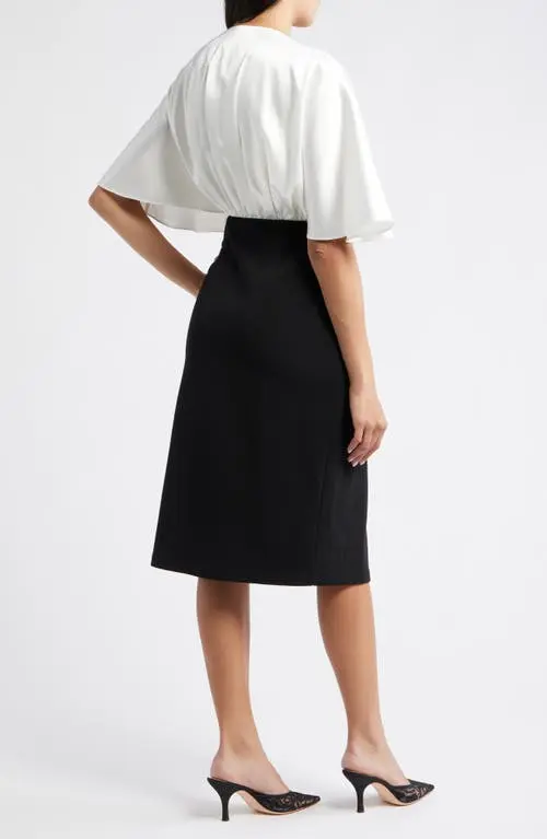 Eliza J Flutter Sleeve Colorblock Midi Dress