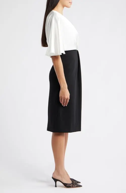 Eliza J Flutter Sleeve Colorblock Midi Dress