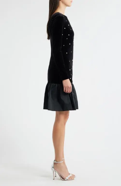 Eliza J Embellished Long Sleeve Ruffle Hem Cocktail Dress