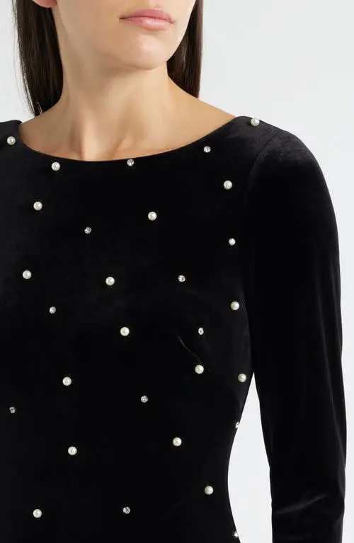 Eliza J Embellished Long Sleeve Ruffle Hem Cocktail Dress
