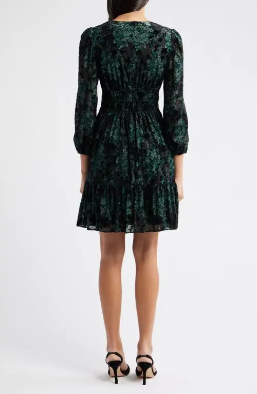 eliza j lace and velvet sheath dress Eliza J Velvet Floral Long Sleeve Dress In Hunter - 55% Off