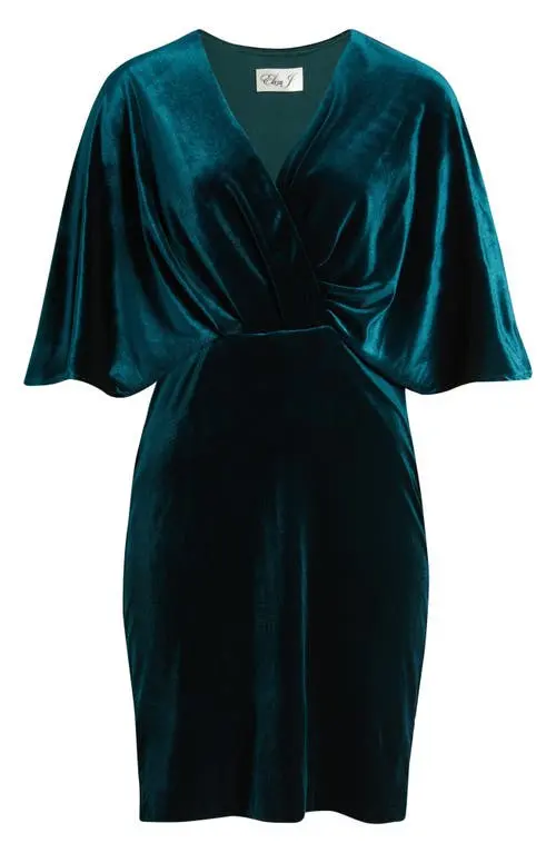 lace & velvet sheath dress eliza j Eliza J Sz 4 Black Velvet Lace Blue Lining Bell Sleeve Fit Flare Dress