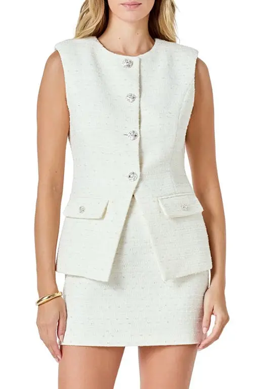 Endless Rose Jewel Button Tweed Vest
