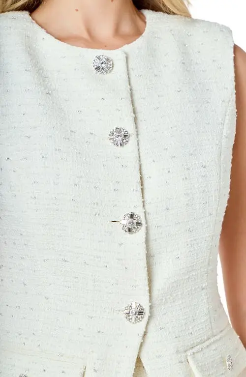 Endless Rose Jewel Button Tweed Vest