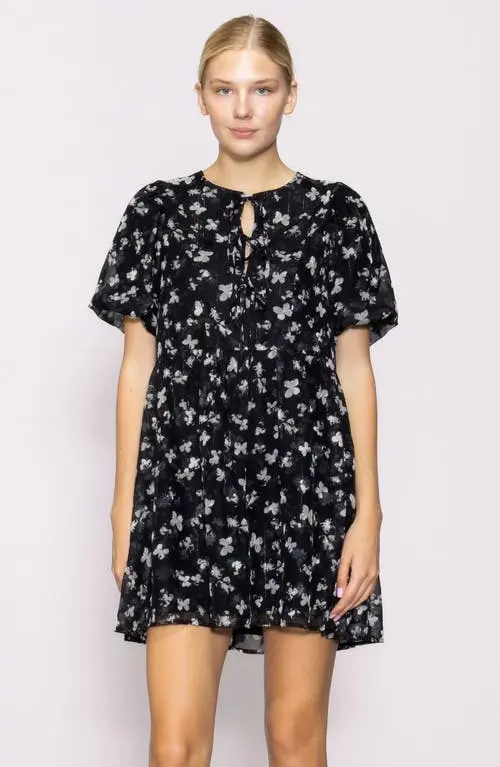 MELLODAY Butterfly Print Bubble Sleeve Mini Dress