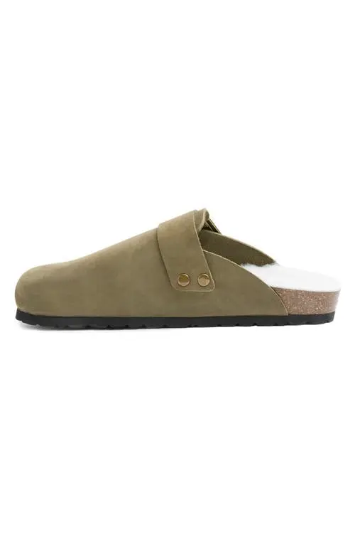 CELTIC & CO. Sheep Lined Clogs With Strap Detail - Khaki
