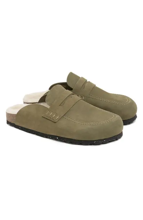 CELTIC & CO. Sheep Lined Penny Loafer Clog - Khaki