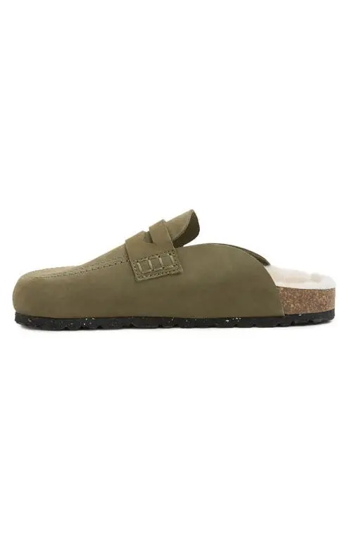 CELTIC & CO. Sheep Lined Penny Loafer Clog - Khaki