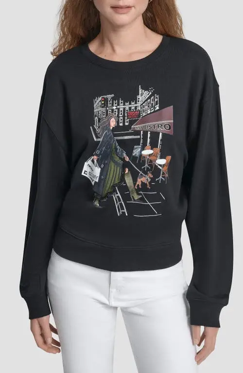 Dkny Bistro Graphic Cotton Blend Sweatshirt