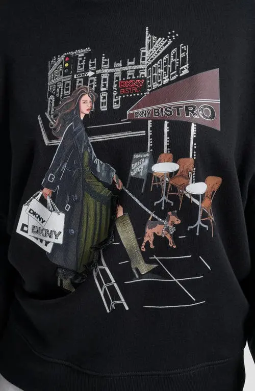 Dkny Bistro Graphic Cotton Blend Sweatshirt