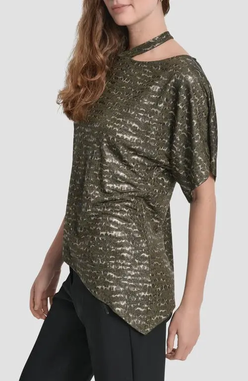 Dkny Foil Print Cutout Top