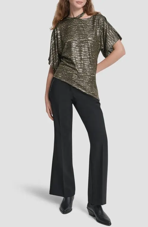 Dkny Foil Print Cutout Top