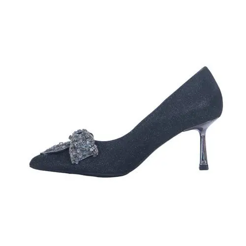 LAUREN LORRAINE Sherry Sparkle Pump With Bow - Black