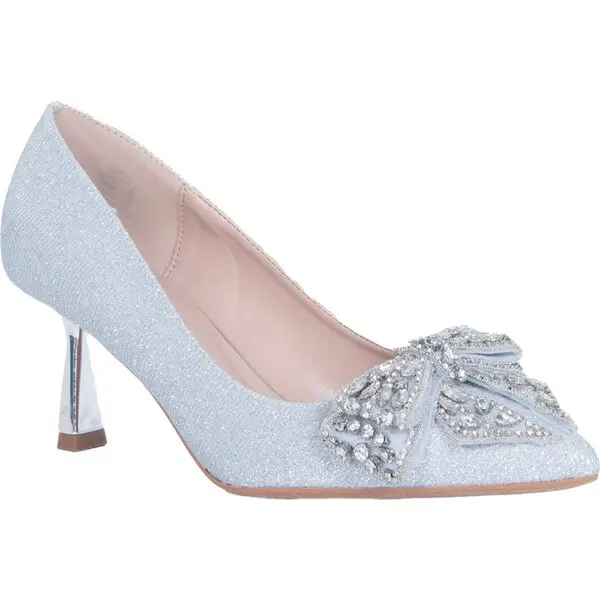 LAUREN LORRAINE Sherry Sparkle Pump With Bow - Silver