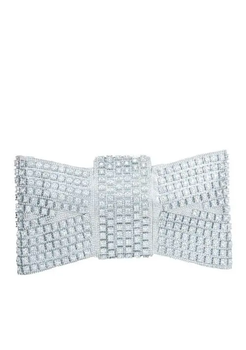 LAUREN LORRAINE Rhinestone Bow Bag - Silver