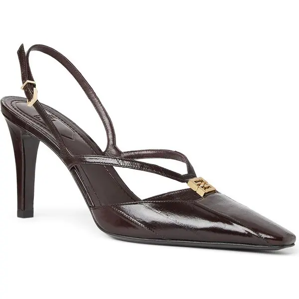 Fendi Ffold Genuine Eel Slingback Pumps - Brown