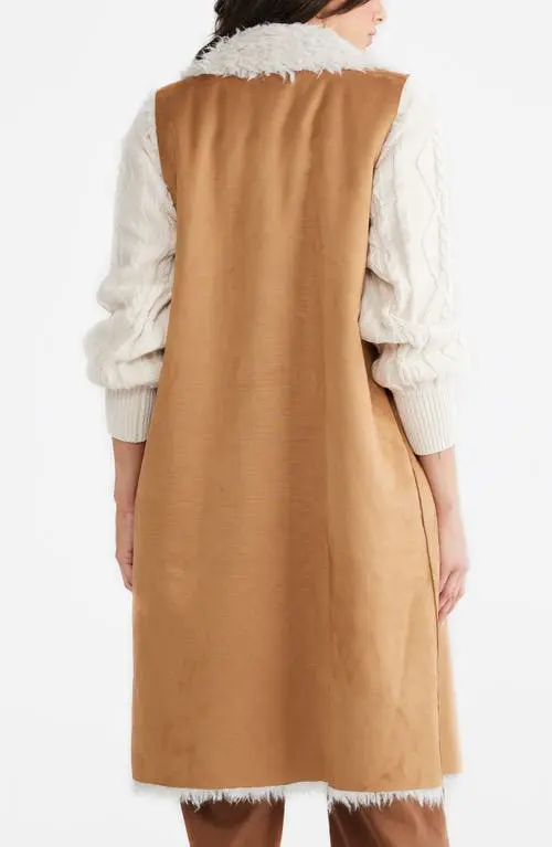 TALISMAN THE LABEL Wanderer Faux Suede Vest With Faux Fur Lining
